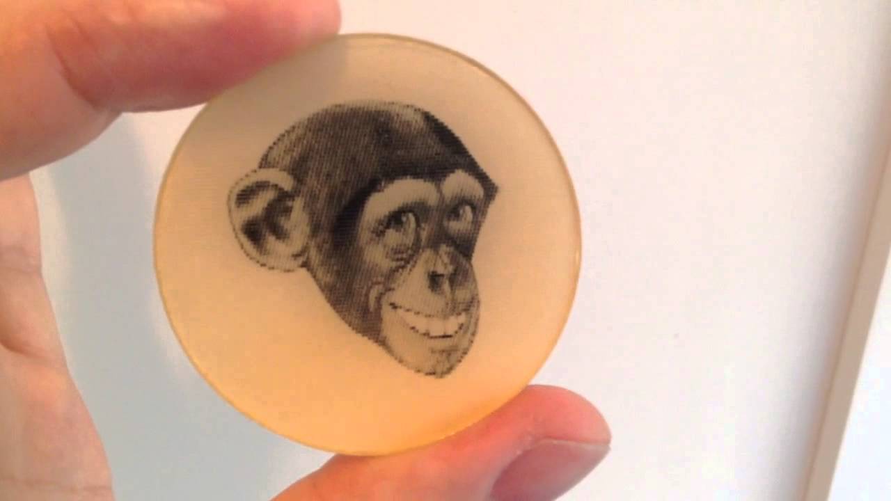 Lenticular chimp button - YouTube