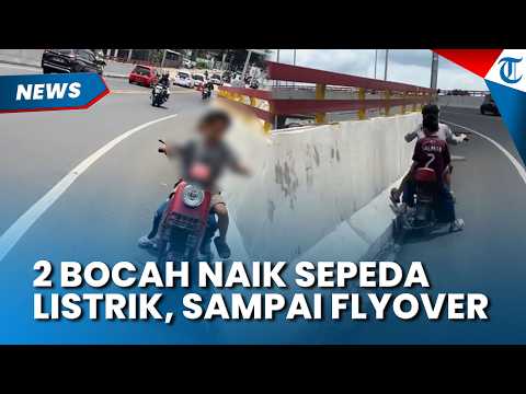 VIRAL Aksi 2 Bocah Nekat Kendarai Sepeda Listrik sampai Jalan Flyover Bandung