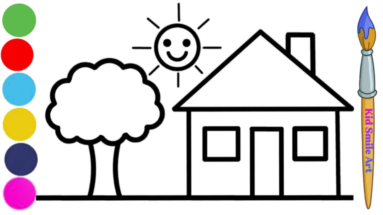 Cute house drawing for kids|Drawing|Easy drawing - YouTube