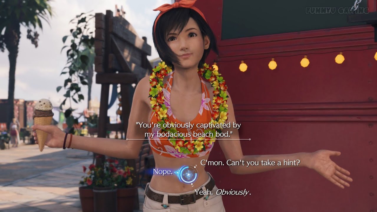 Cloud best dialogue choices for Yuffie at the Beach Final Fantasy VII ...