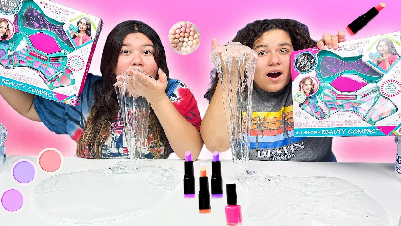 Mixing Makeup Eyeshadow Into Satisfying Slime ASMR- Clear Store Bought ...