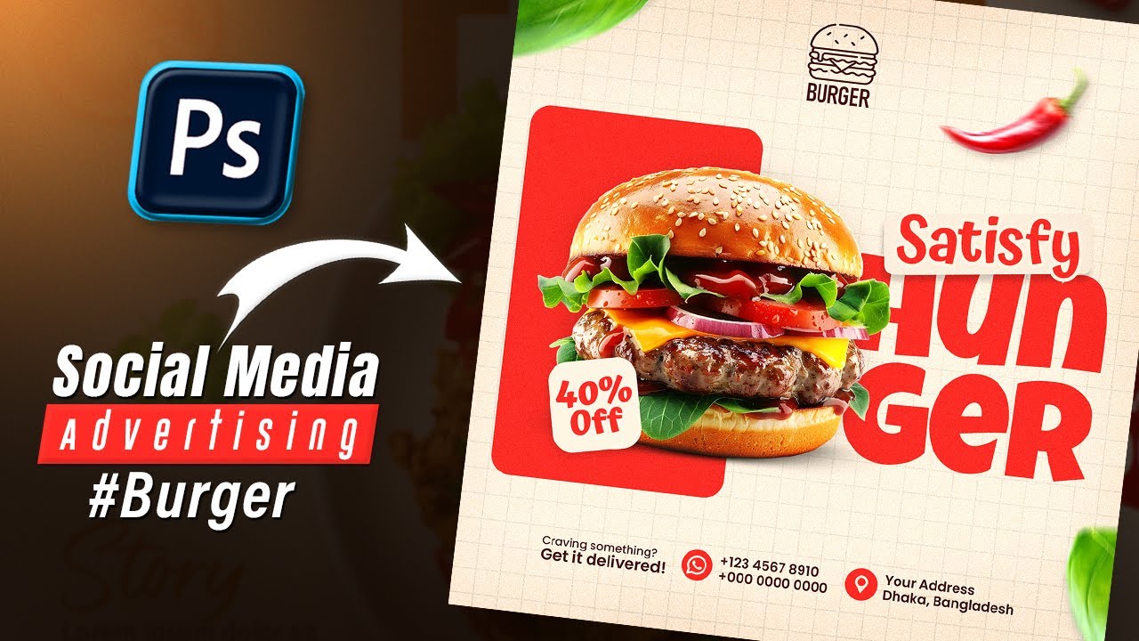 How to Design an Eye-Catching Burger Ad in Photoshop! - YouTube