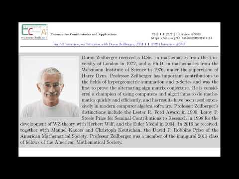 ICECA 2022 - Doron Zeilberger - International Conference on Enumerative Combinatorics ...