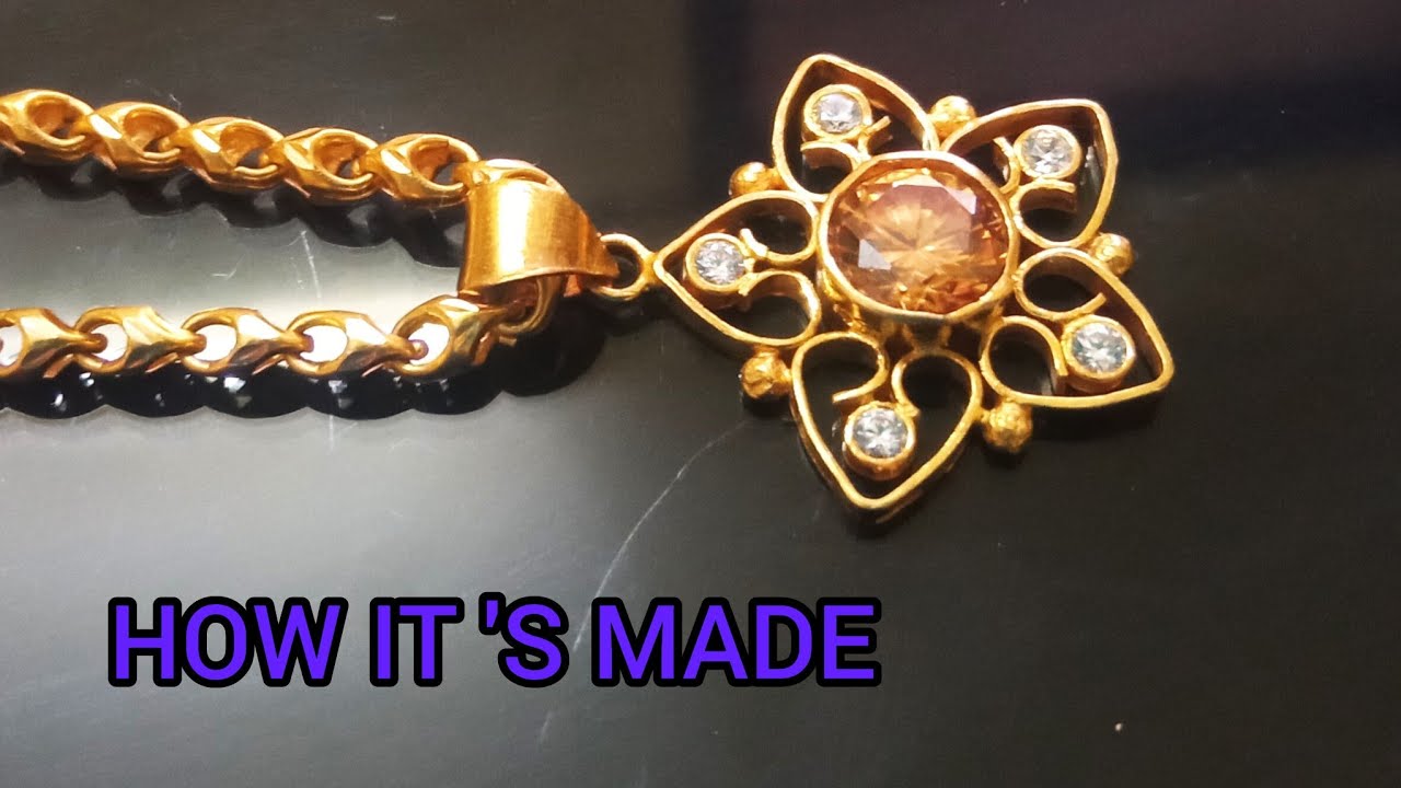Gold Pendant Making | Golden Stone Pendant is made | Handmade - YouTube
