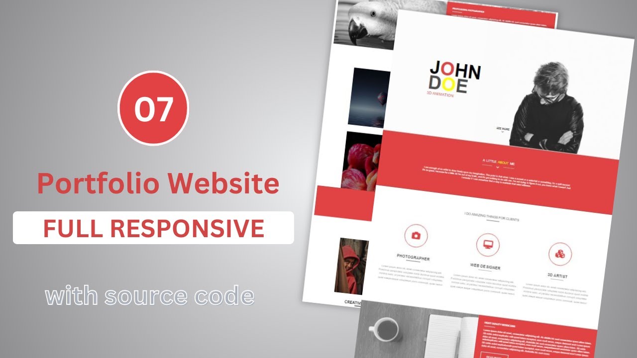 07| Responsive portfolio website for beginners html css javascript #07 ...