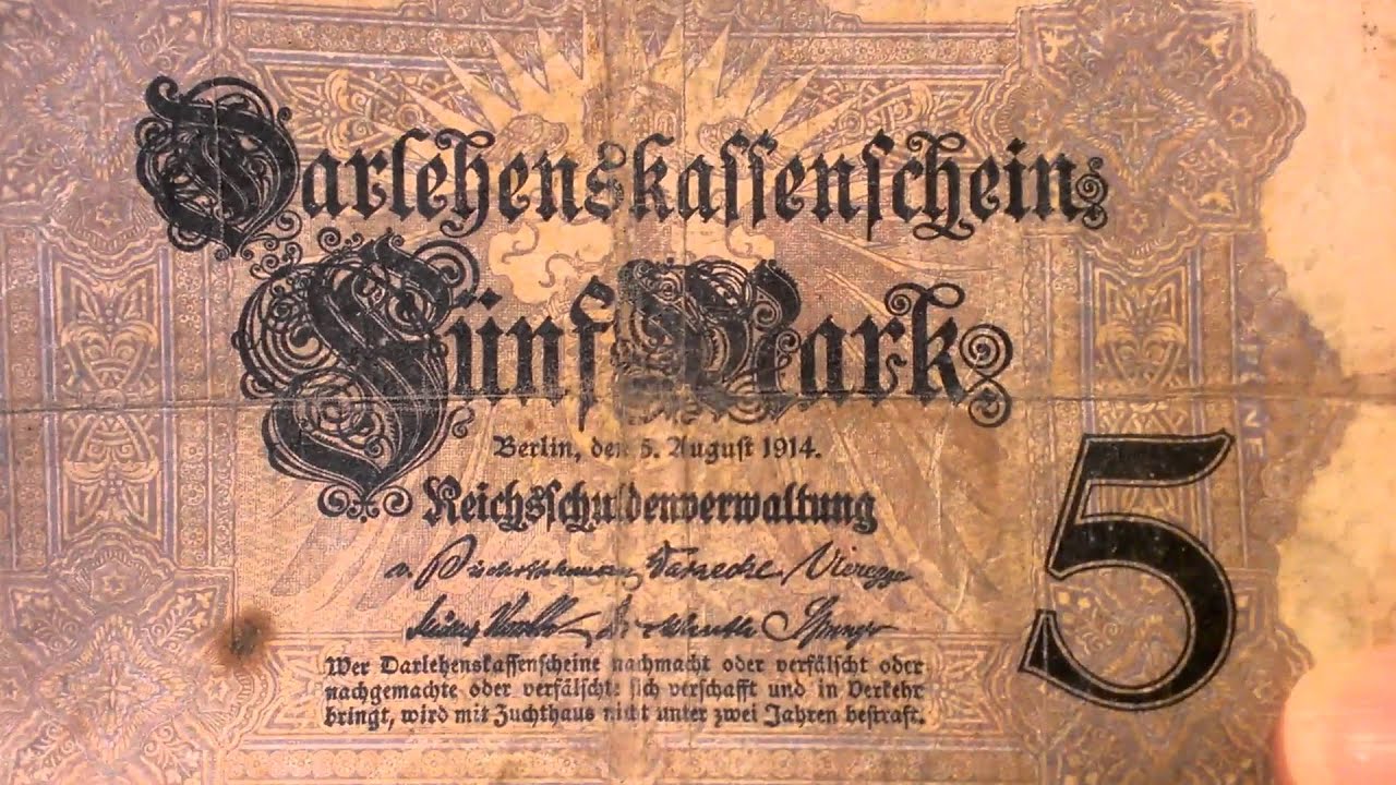 1914 German 5 Mark note and a Teaser - YouTube