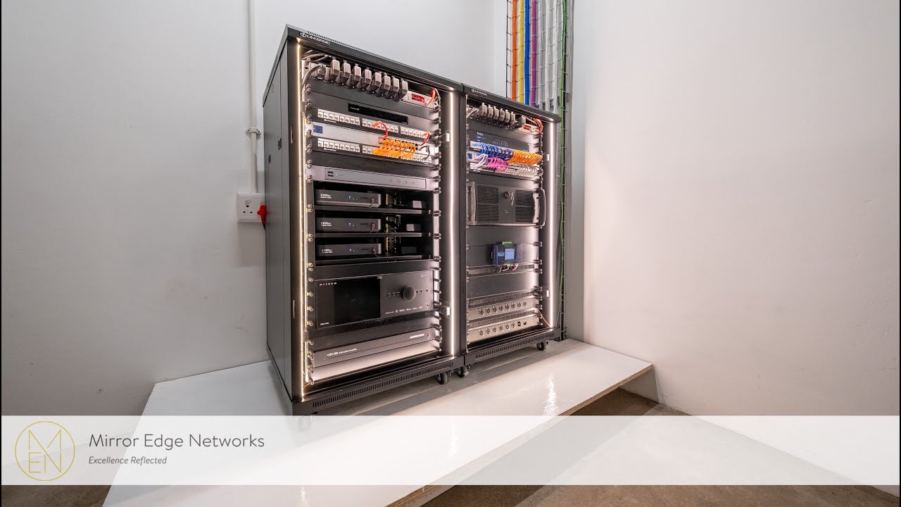 AV equipment rack detailed video overview (Audio / Video server room ...