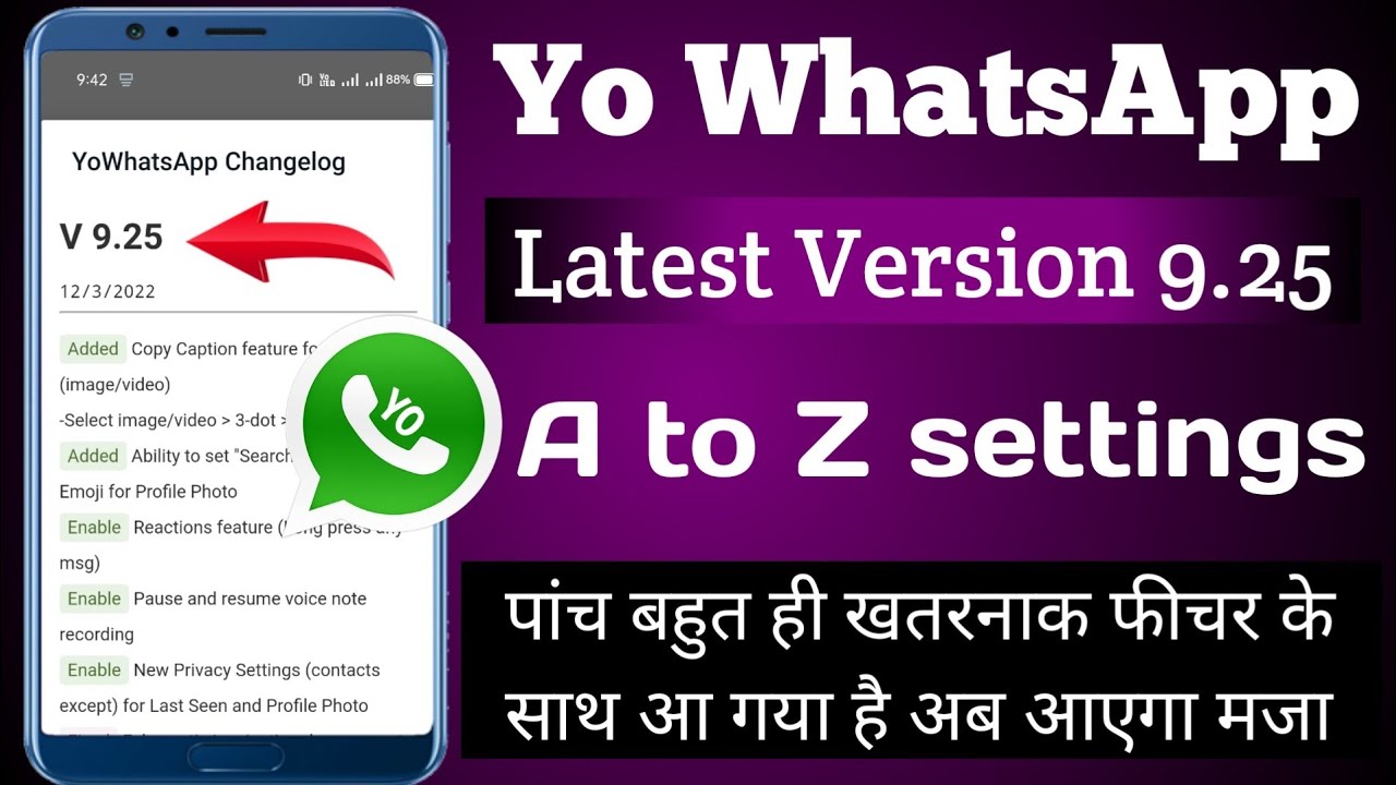 Yo WhatsApp New Version 9.25 All Features || Yo WhatsApp v9.25 Settings ...