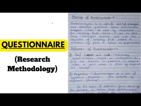 Questionnaire| Research Methodology| Data Collection Tool |Sociology ...