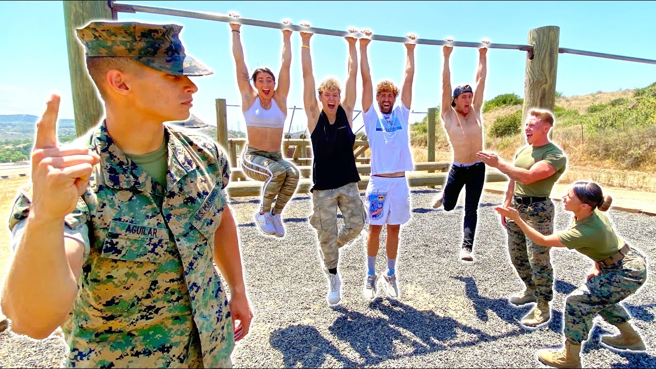 Famous Youtubers vs Military Obstacle Course! - YouTube