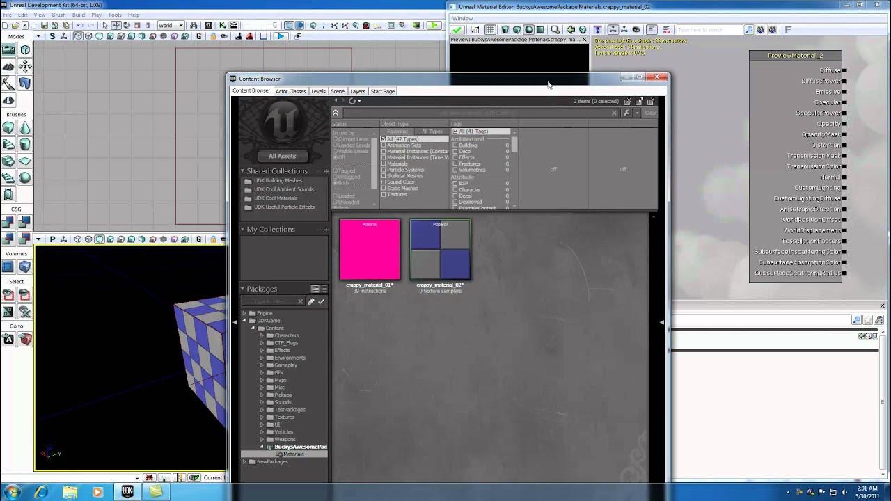Unreal Development Kit UDK Tutorial - 23 - Textures and Materials - YouTube