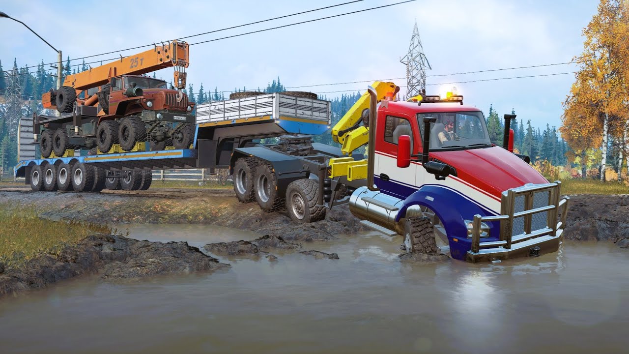 SnowRunner - Kenworth T880 8x8 - Low Loader Trailer Offroad Transport ...