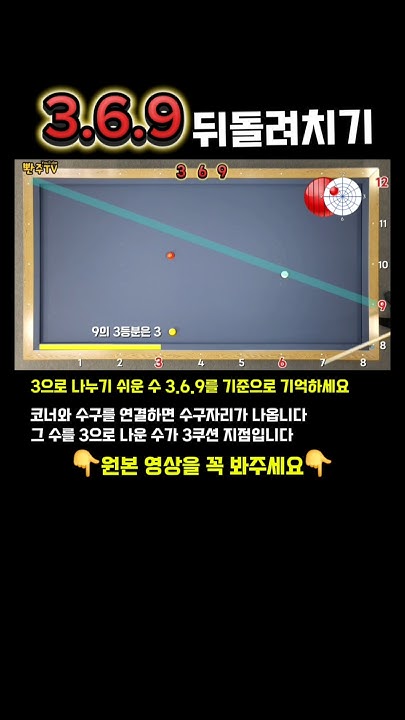 #뽠주TV #369뒤돌려치기 #shorts #3쿠션 #pba #당구 #예술구 #끌어치기 #밀어치기 - YouTube