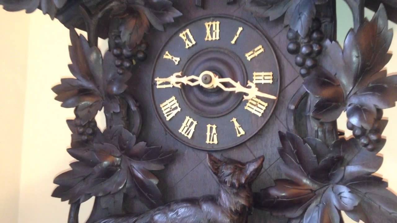 Antique Black Forest Cuckoo Clock Aesop's Fable Fox and Grapes - YouTube