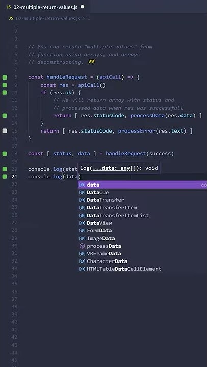 "Multiple return values" in JavaScript with array deconstructing #Shorts - YouTube