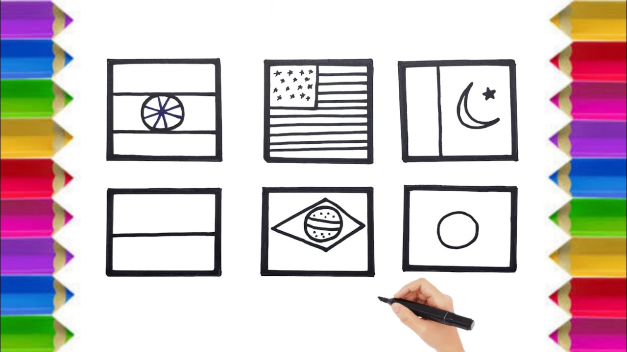 National flag drawing for kids | Indian National flag drawing and 5 ...