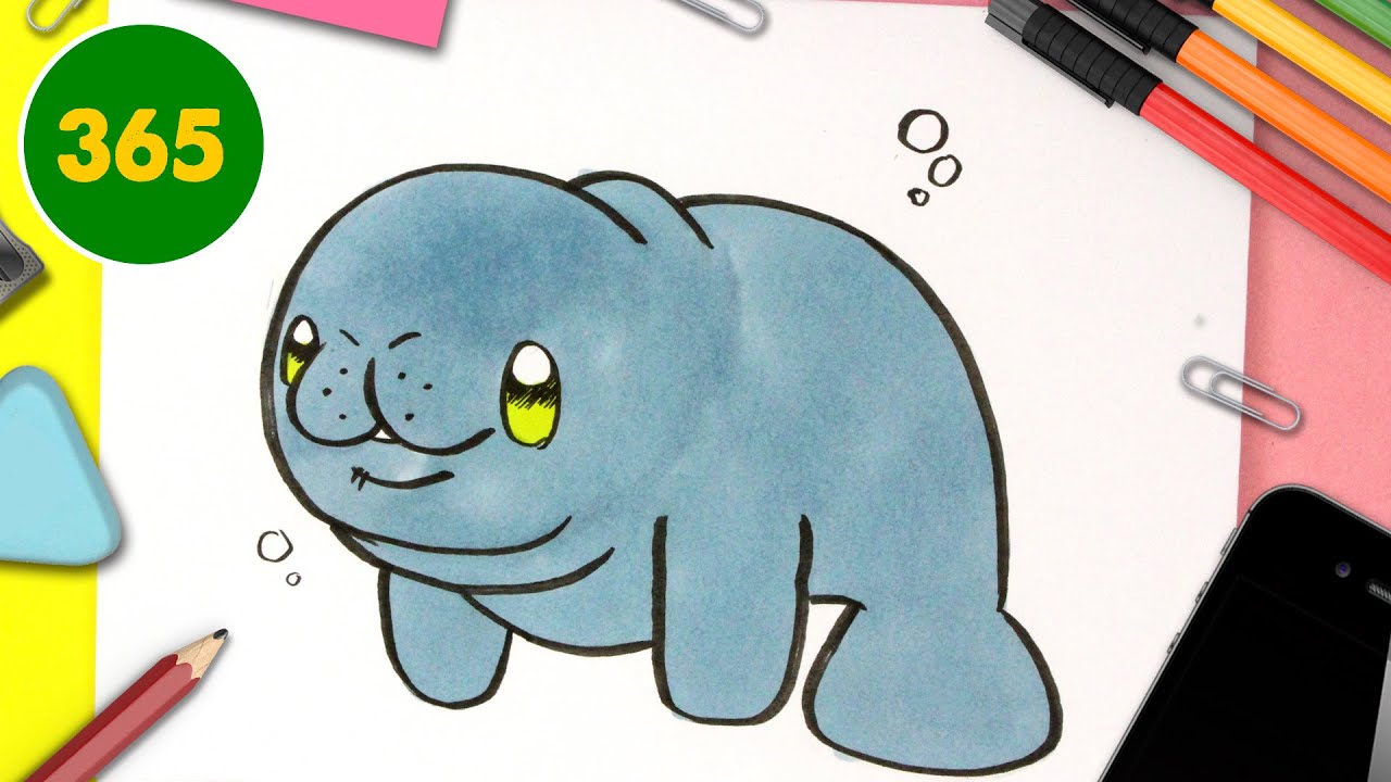 HOW TO DRAW A CUTE SEA COW KAWAII - YouTube