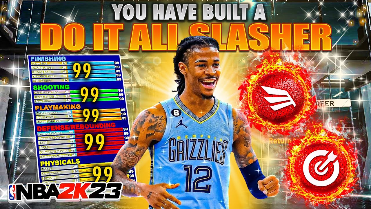 GAMEBREAKING 99 OVERALL JA MORANT SLASHER BUILD in NBA 2K23 ! BEST ...