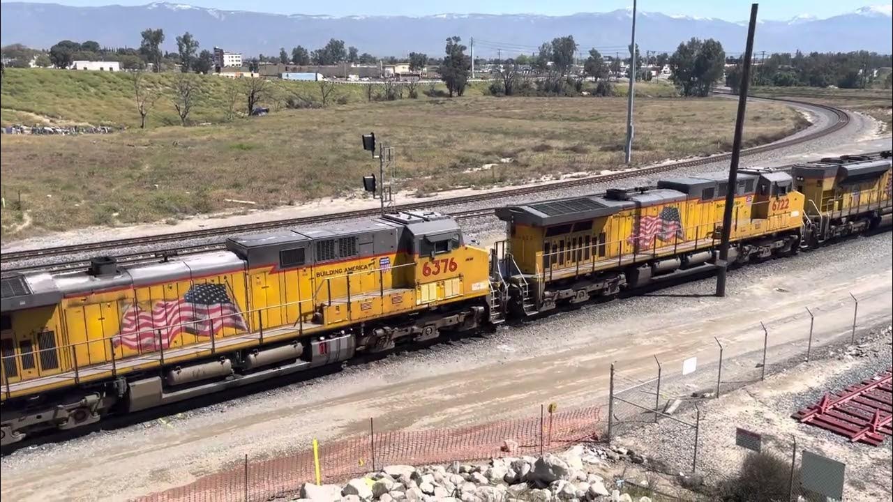 UP 8823 UP 6722 UP 6376 CN 3951 UP 8916 and UP 7845 at West Colton Switchyard - YouTube
