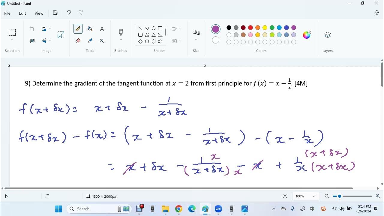 2024 F5 PK1 AM Q9 F5 C2 dy dx first principle - YouTube