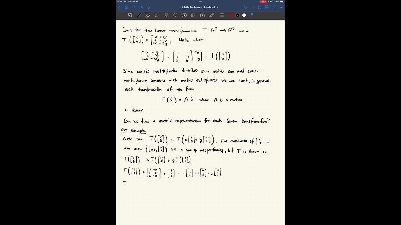 Representing Linear Transformation with Matrices - YouTube