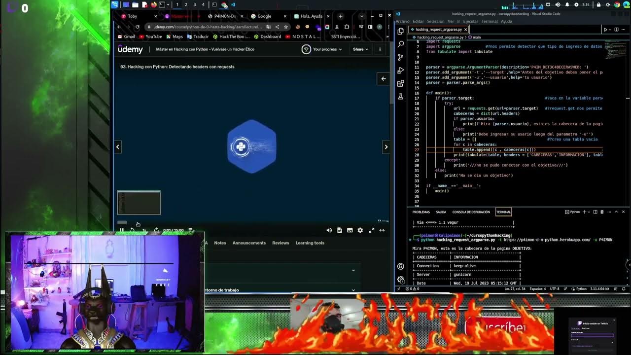 1-♒️P4IM0N🐍Curso HACKING CON PYTHON -VER CABECERAS DE UN SITIO WEB☠ ...