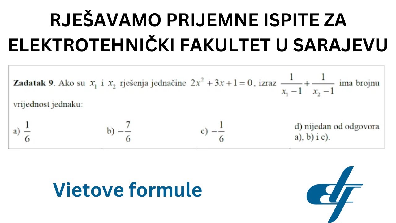 Primjer prijemnog ispita za ETF - Zadatak 9 - YouTube