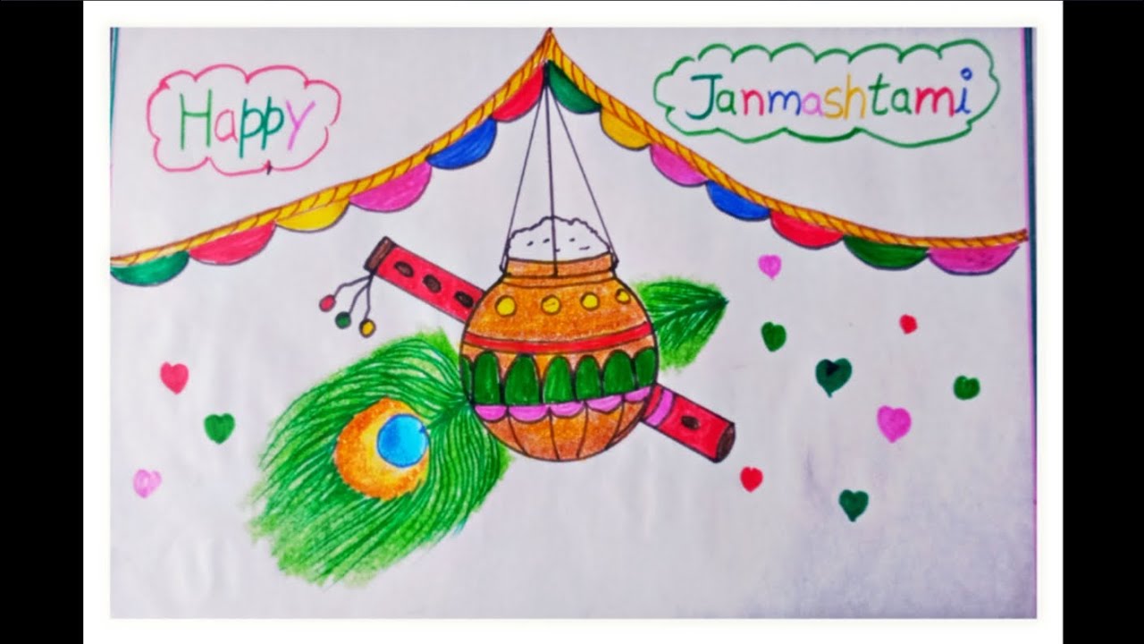 Very easy janmashtami drawing|krishna janmashtami matka drawing|happy ...