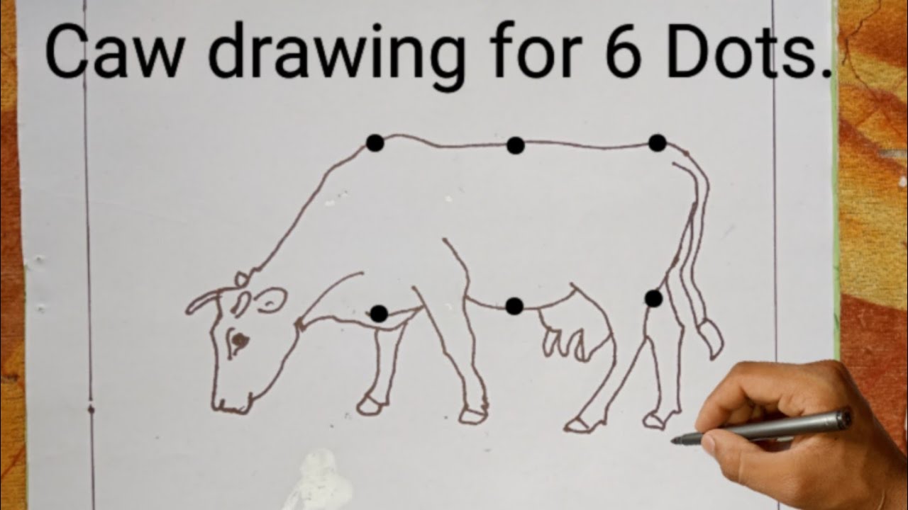 Caw drawing for 6 Dots. Caw drawing easy. Dots drawing. - YouTube