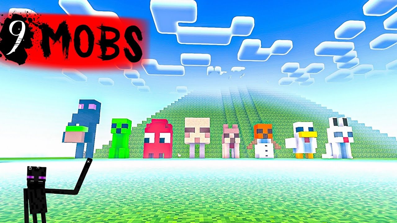 9 mobs build enderman creeper 😅 chicken 🐔 rabbit gast 😁 Minecraft Ep ...