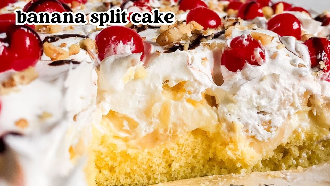 Banana Split Cake in 11x15" Pan - YouTube