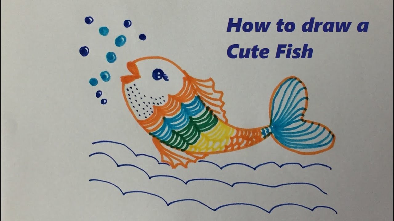 How to draw a rainbow fish cute & easy | World Ocean day drawing - YouTube