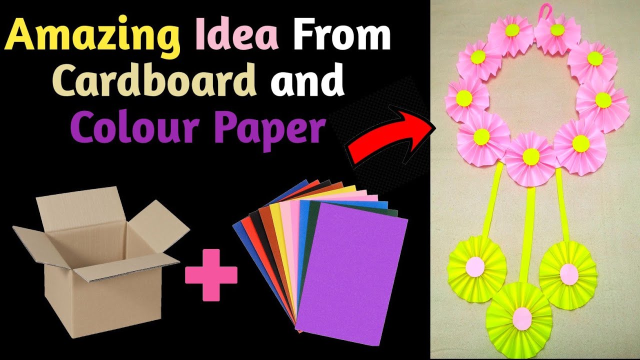 Easy Design On Cardboard | Wall Hanging Design On Paper | Cardboard ...