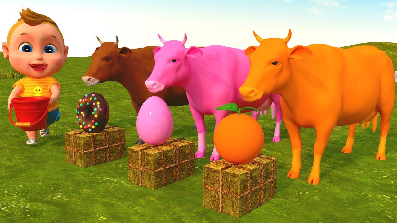 Boo Kids Play With Colorful Cows On The Farm - Educational Video & Kids ...