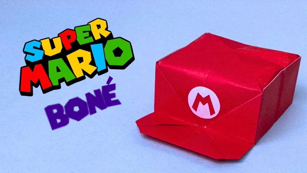 BONÉ(SUPER MARIO) DE ORIGAMI - SUPER MARIO CAP ORIGAMI - PASSO A PASSO ...