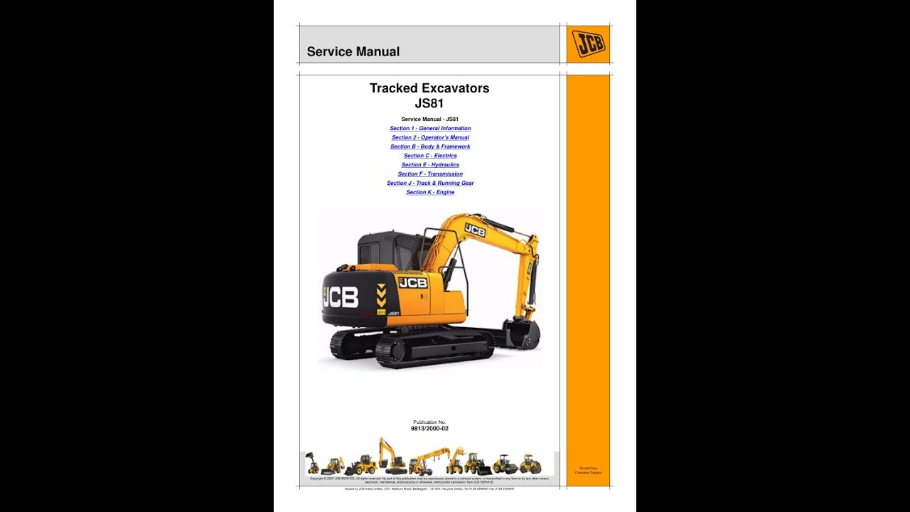 JCB JS81 Tracked Excavators Service manual - YouTube
