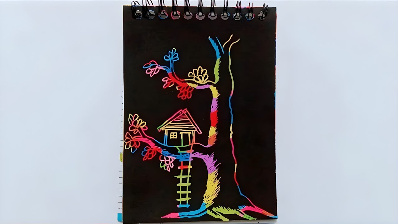 Scratch note drawing tree in house - YouTube