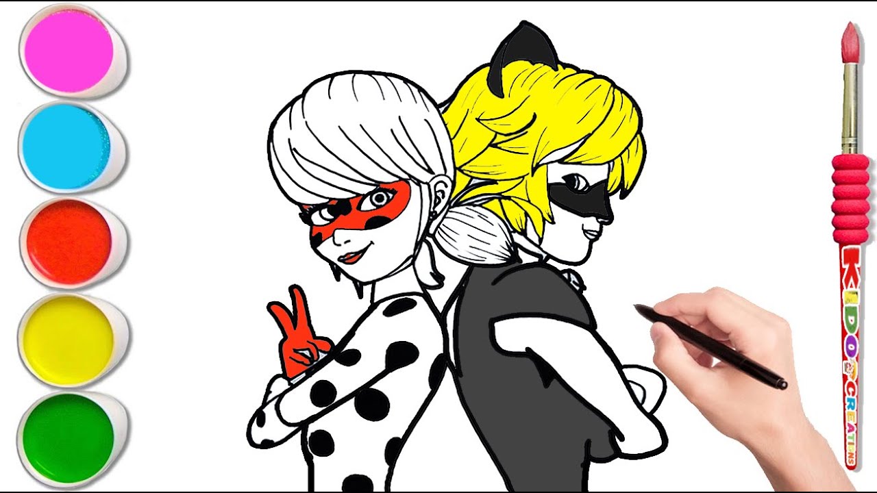 Miraculous Ladybug drawing || How to draw cat noir and ladybug step by ...