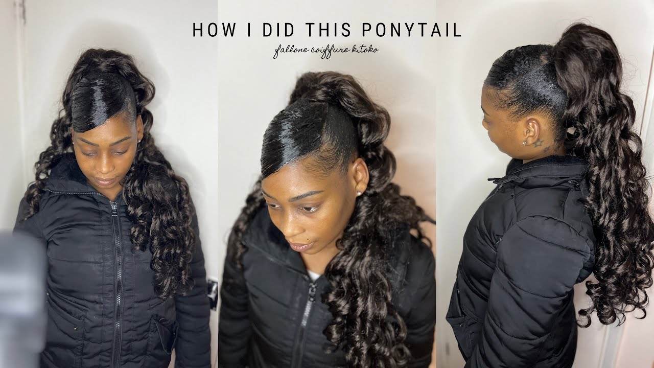 Invisible side ponytail on natural hair with weave /coiffure kitoko ...