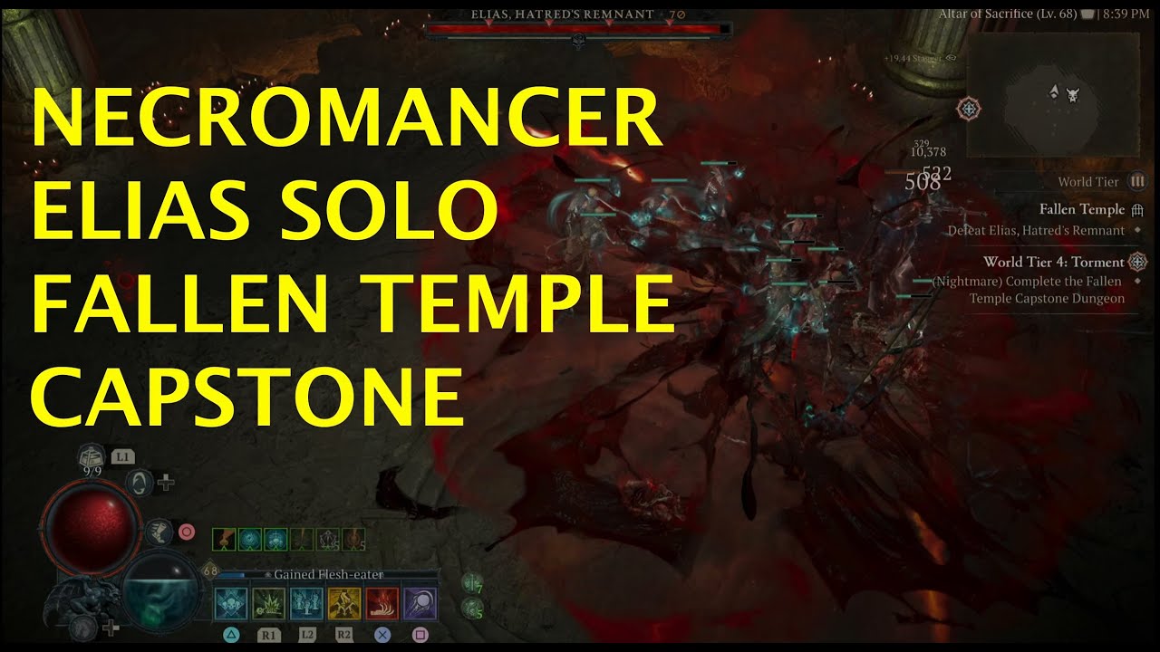 Diablo IV Necromancer Fallen Temple Capstone Elias Solo Battle - YouTube