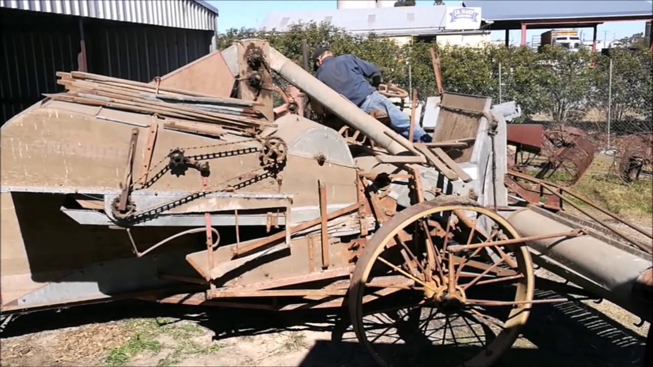 Starting 1936 Sunshine self propelled auto header. - YouTube