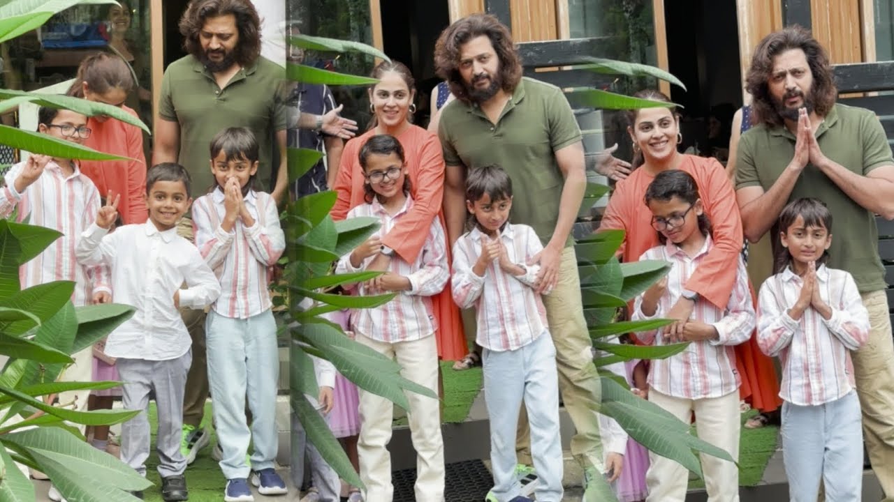 मीडिया को किया नमस्कार 😍 Sanskari Family Ritesh Deshmukh with Wife ...