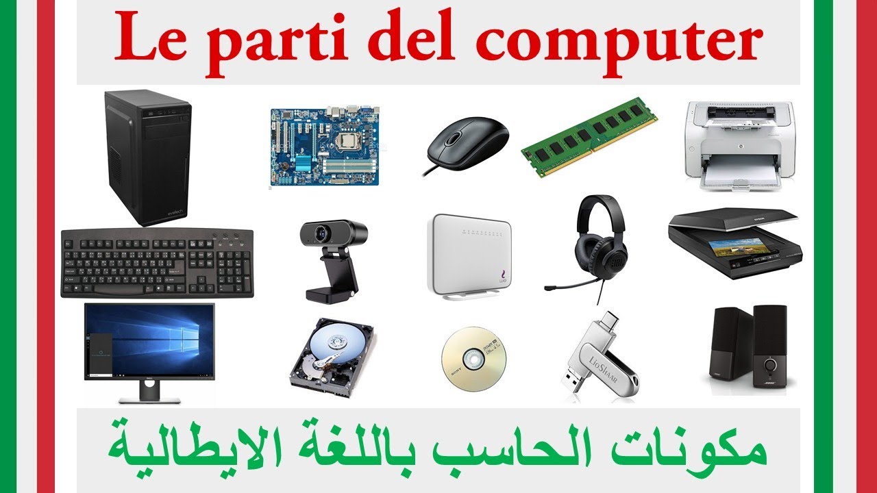 Le parti del computer - تعلم مكونات الحاسب باللغة الايطالية - YouTube