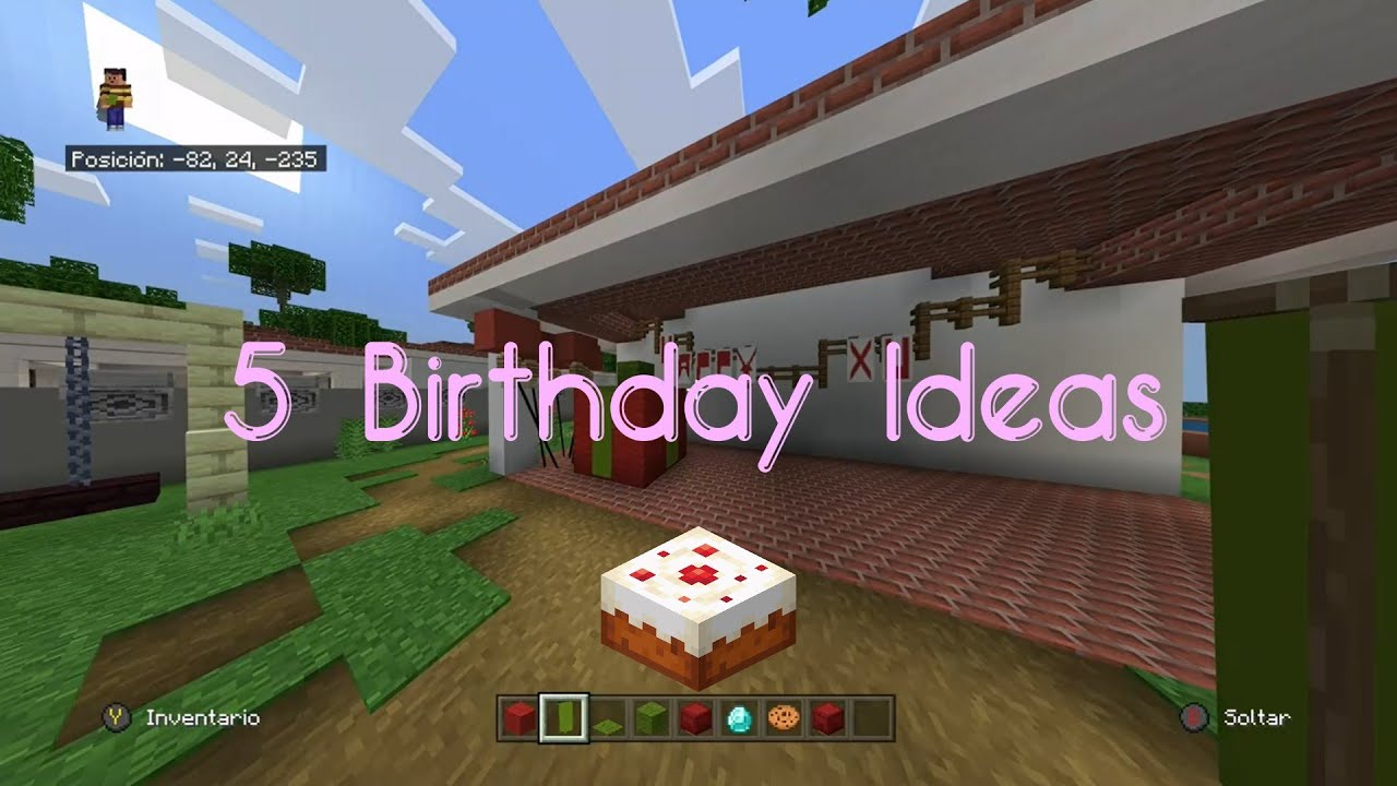 5 Minecraft Birthday Ideas (Balloons, banner, cake, present, table ...