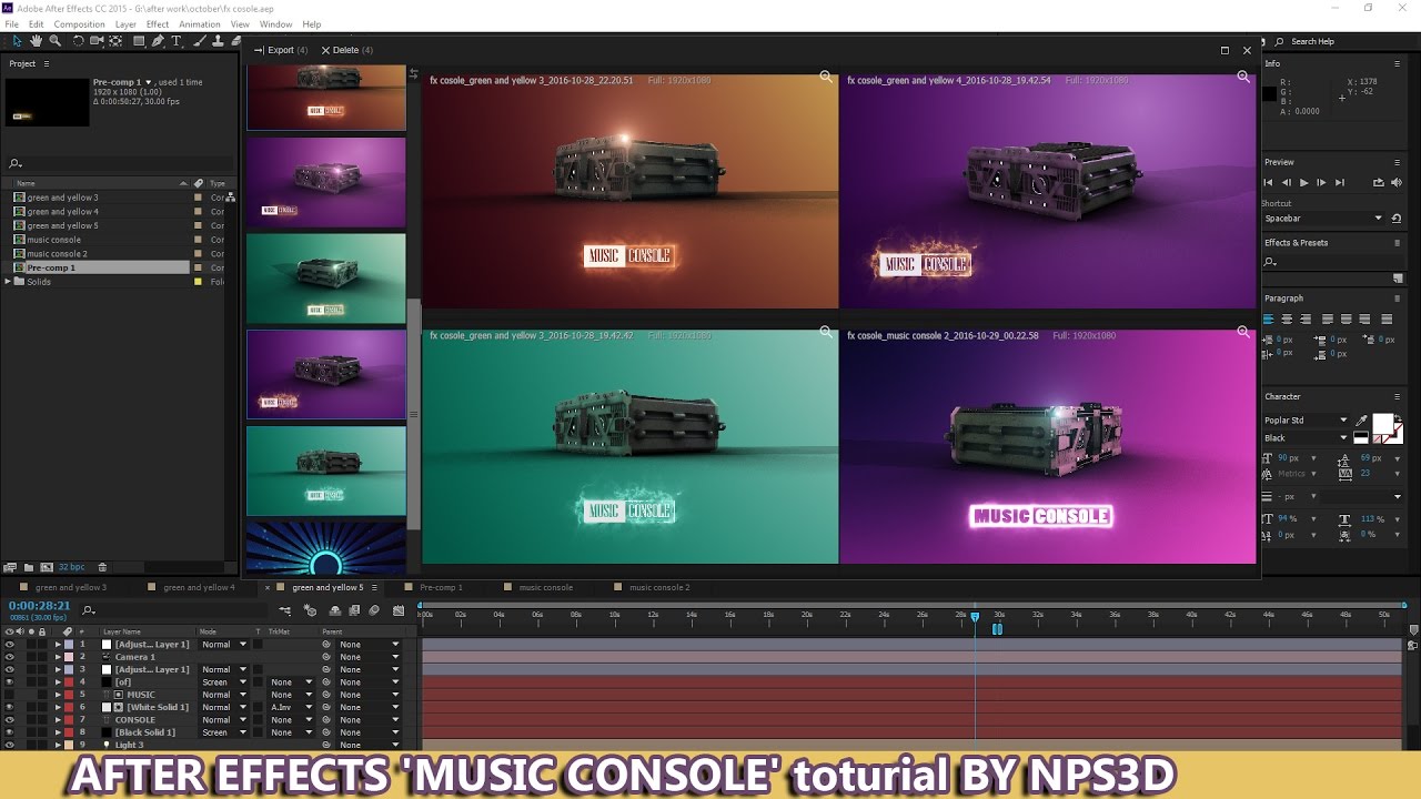 AFTER EFFECTS 'MUSIC CONSOLE' toturial BY NPS3D - YouTube