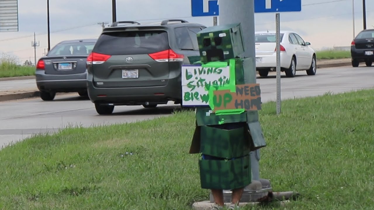 The Homeless Minecraft Creeper - A Real Life Adventure - YouTube