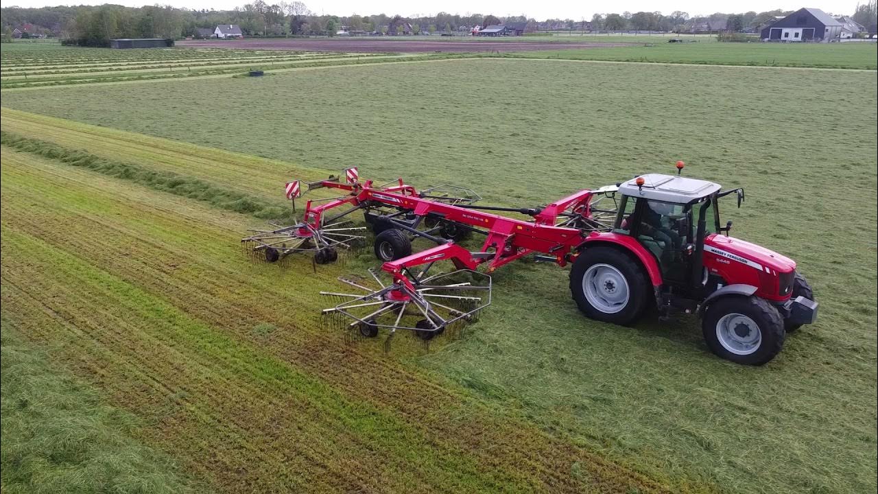 Schudden en Harken met MASSEY FERGUSON | MF 5445 | TD 1028 X TRC | RK 1254 TRC - YouTube