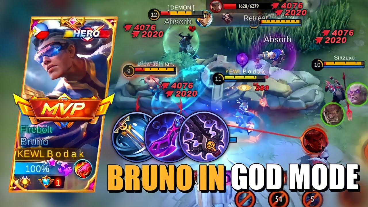 BRUNO IN GOD MODE COMEBACK | BRUNO BEST BUILD AND EMBLEM SEASON 24 ...