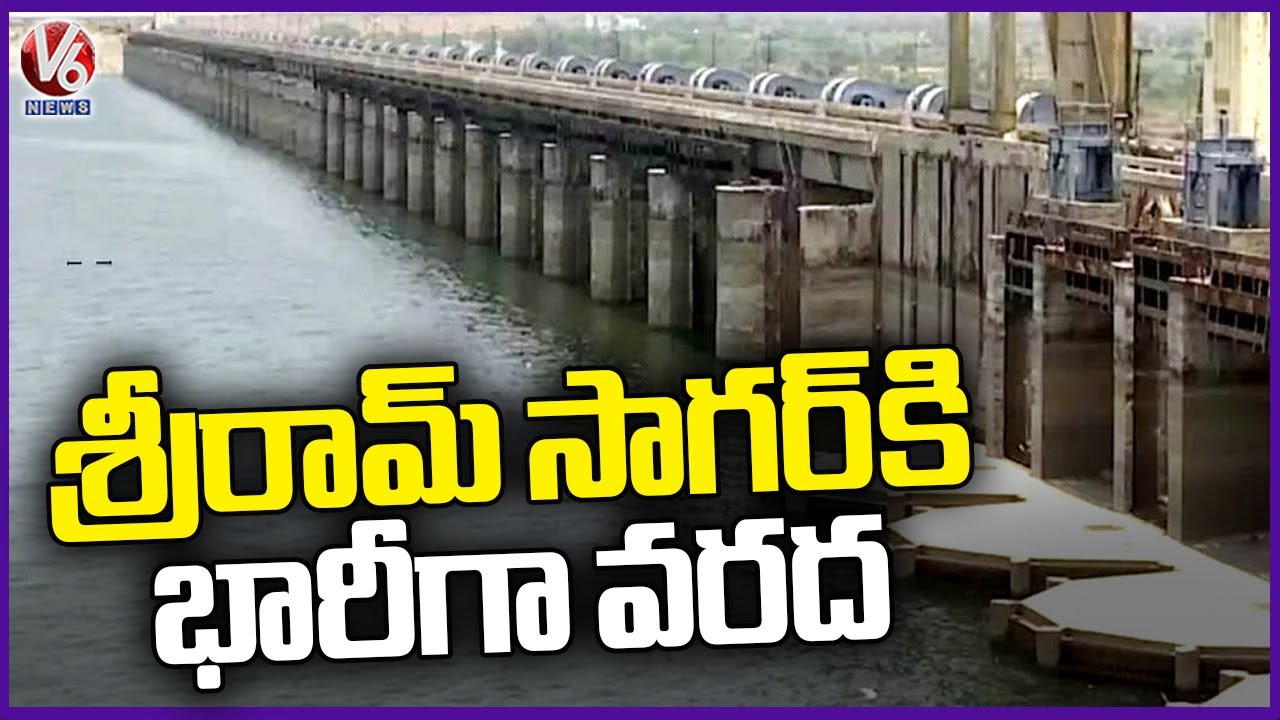 Huge Flood flow Into Sriram Sagar Project Due To Heavy Rains | V6 News ...