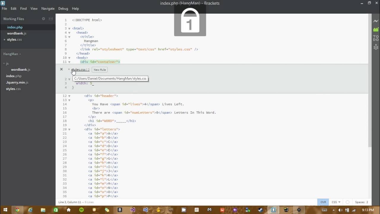 Writing Hangman With HTML CSS and JS - YouTube